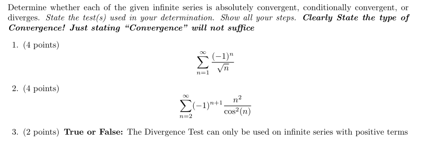 Solved Determine whether each of the given infinite series | Chegg.com