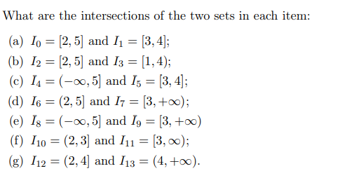Solved What are the intersections of the two sets in each | Chegg.com
