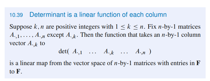 Solved 10 39 Determinant Is A Linear Function Of Each Column