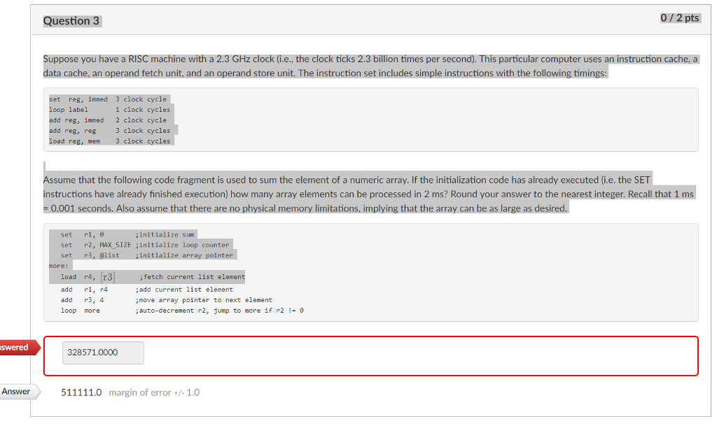 Solved Question 3 0/2 pts Suppose you have a RISC machine | Chegg.com