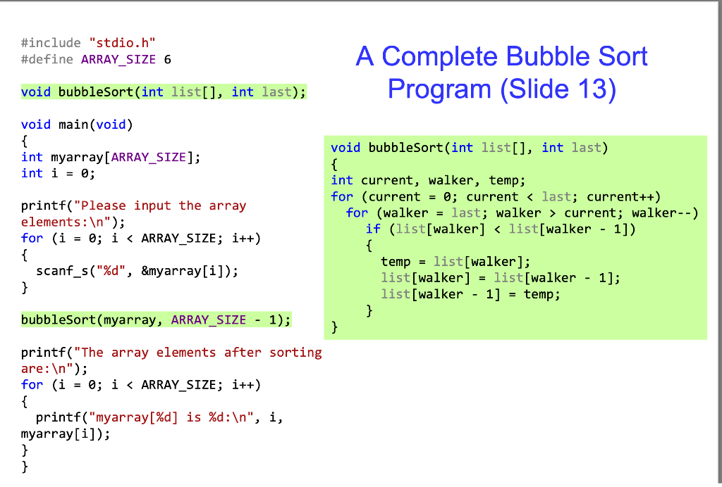 Solved • Modify the array size to 10 in the bubble sort | Chegg.com