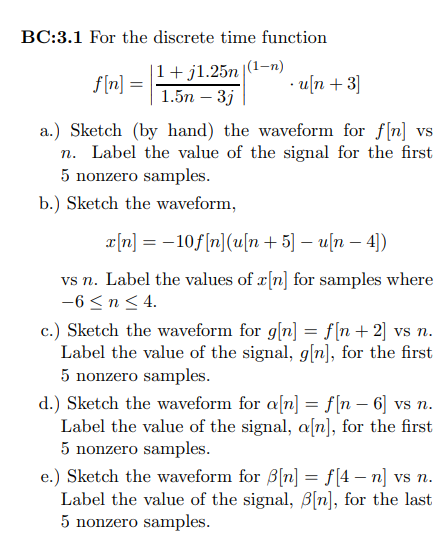 Solved BC:3.1 For the discrete time function | Chegg.com