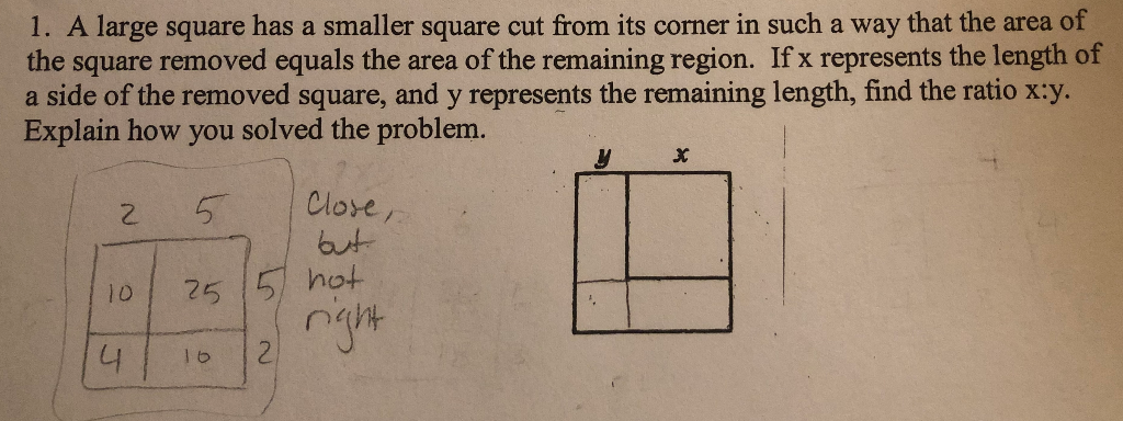 Solved 1. A large square has a smaller square cut from its | Chegg.com