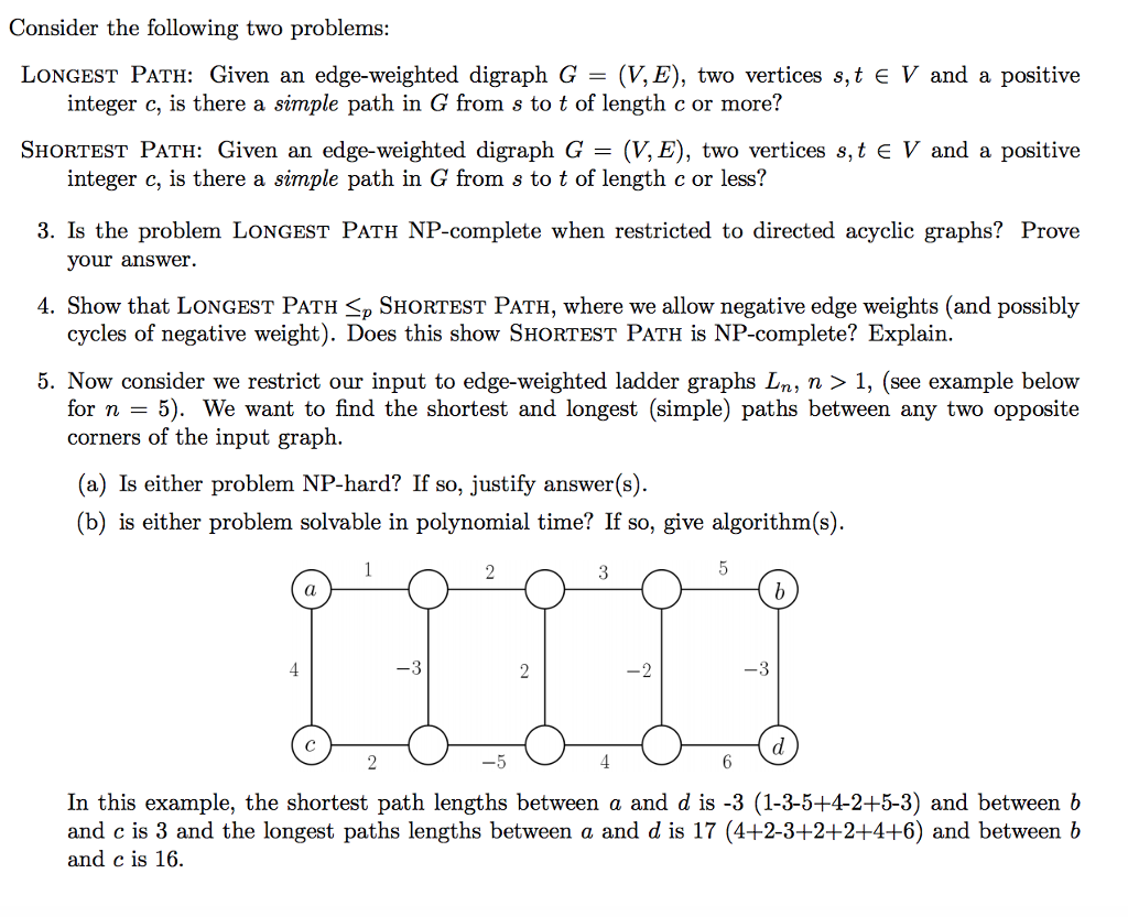 Consider The Following Two Problems Longest Path 