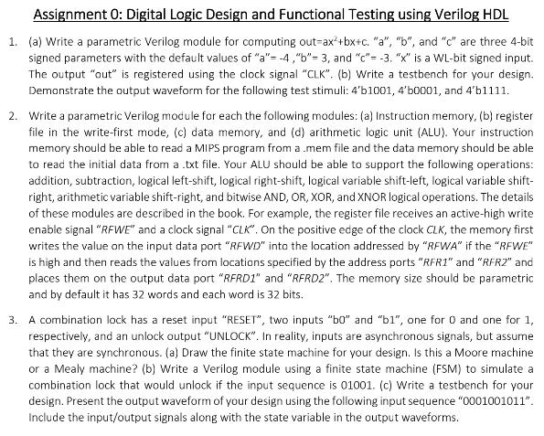 1. (a) Write a parametric Verilog module for | Chegg.com