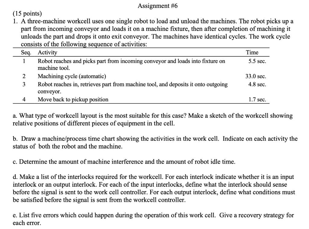 Solved A three-machine workcell uses one single robot to | Chegg.com