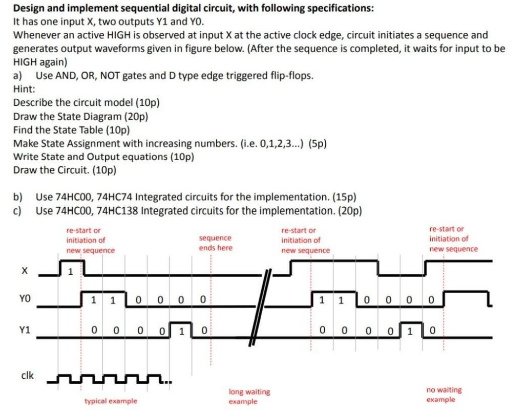 Solved Design and implement sequential digital circuit, with | Chegg.com