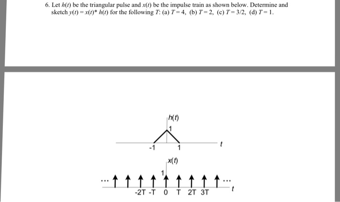 Solved 6. Let ht) be the triangular pulse and x(t) be the | Chegg.com