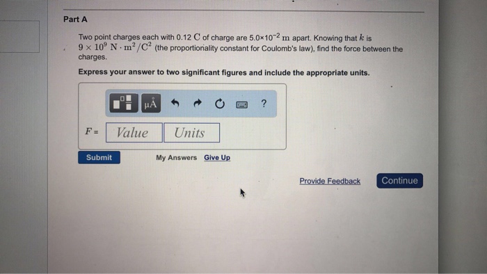Solved Two point charges each with 0.12 C of charge are 5.0 | Chegg.com