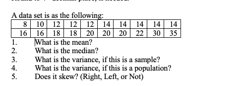 Solved A data set is as the following: 81012 12 12 14 14 14 | Chegg.com