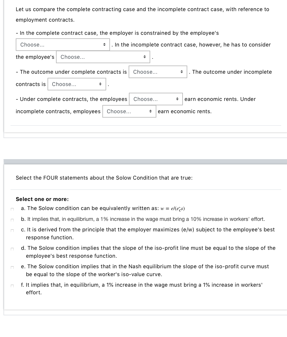 Let us compare the complete contracting case and the | Chegg.com