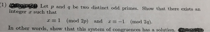 Solved Let p and q be two distinct odd primes. Show that | Chegg.com