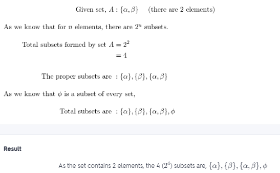 Solved ResultAs the set contains 2 ﻿elements, the 4(24) | Chegg.com