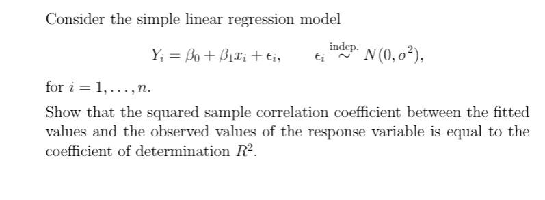 Solved Consider the simple linear regression model Y; = Bo + | Chegg.com