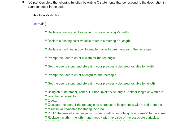 Solved 3. [50 pts] Complete the following function by | Chegg.com