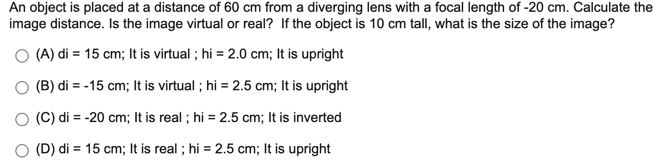 Solved An object is placed at a distance of 60 cm from a | Chegg.com