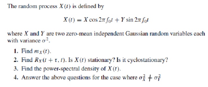 Solved The random process x(t) ﻿is defined | Chegg.com
