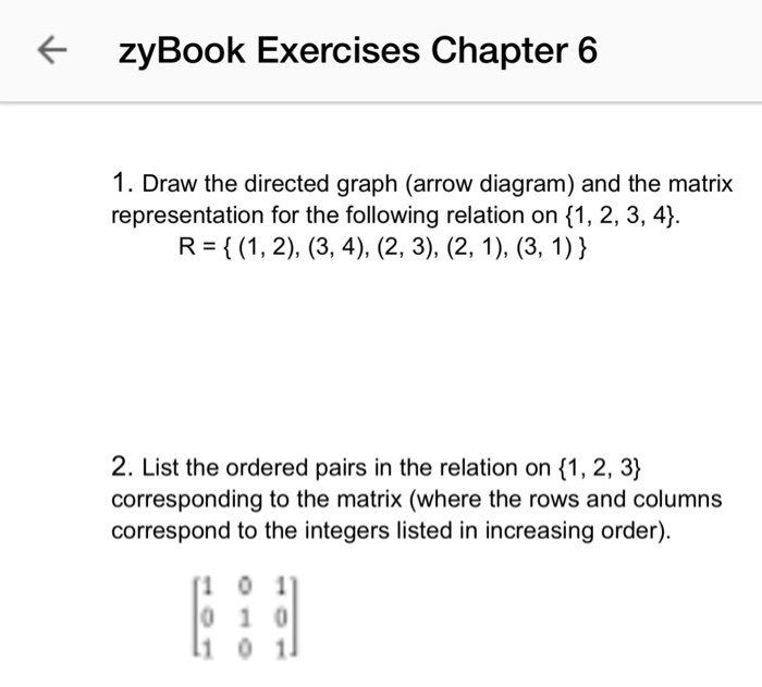 Solved zyBook Exercises Chapter 6 1. Draw the directed graph | Chegg.com