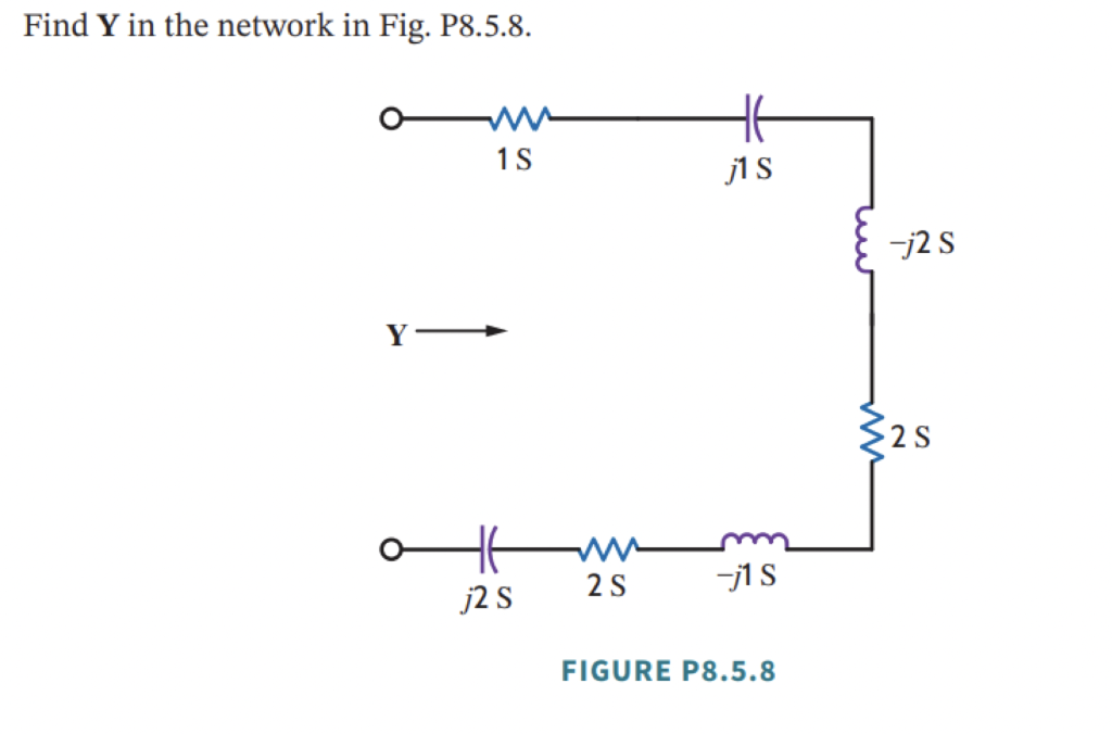Solved Find Y in the network in Fig. P8.5.8. FIGURE P8.5.8 | Chegg.com