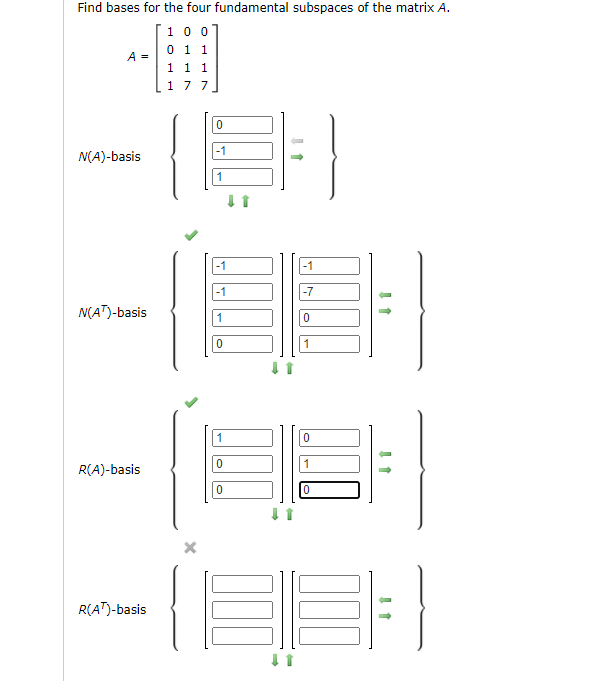 Solved Find bases for the four fundamental subspaces of the | Chegg.com