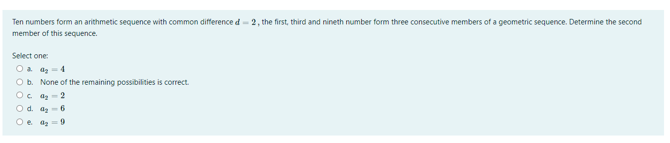Solved Ten numbers form an arithmetic sequence with common | Chegg.com