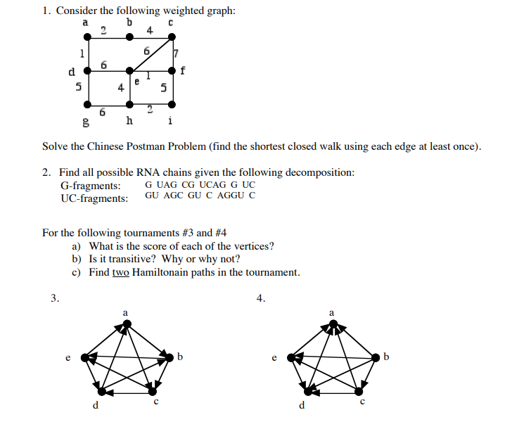 Solved 1. Consider the following weighted graph: b 1 1 f d 5 | Chegg.com