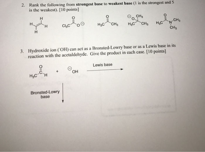 Solved Rank the following from strongest base to weakest | Chegg.com