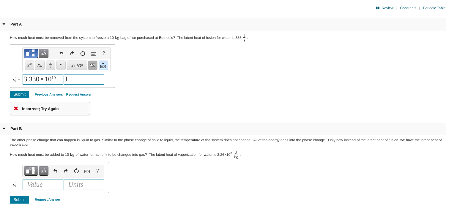 Solved MI Review Constants Periodic Table Part A How much | Chegg.com