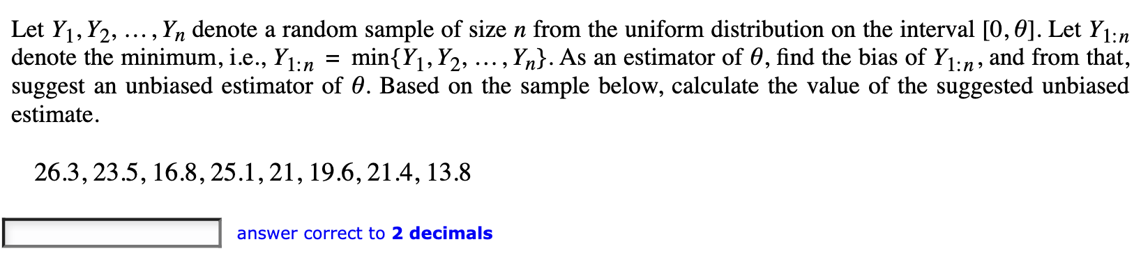 Solved Let Y1,Y2,dots,Yn ﻿denote a random sample of size n | Chegg.com