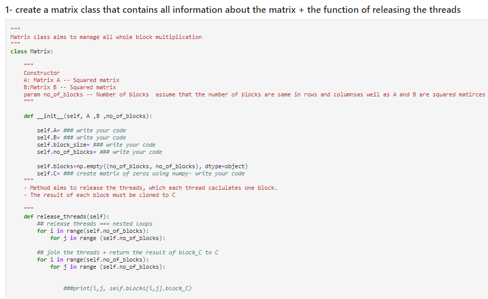 Solved Block matrix multiplication using threading Student | Chegg.com