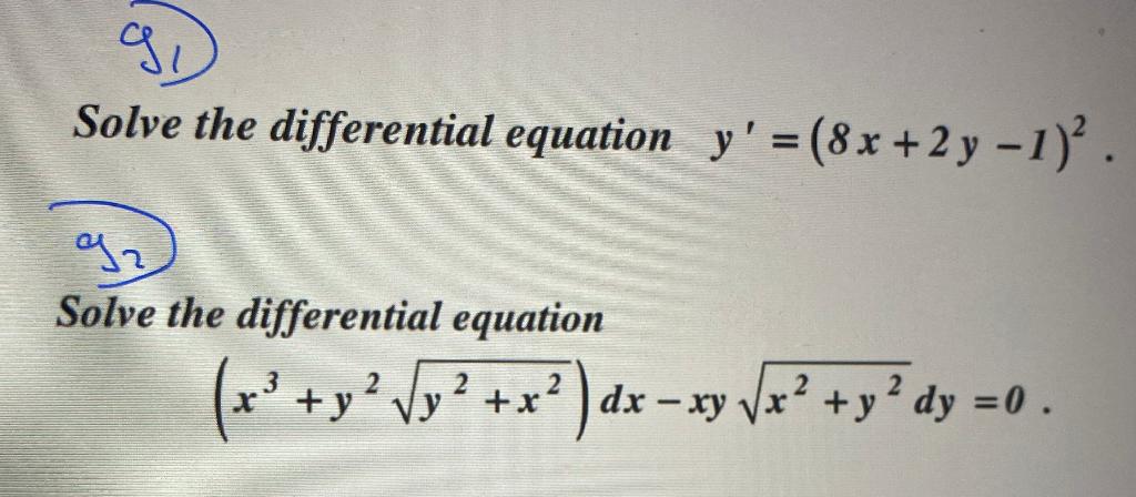 Solved с g Solve the differential equation y' =(8x + 2 y - | Chegg.com