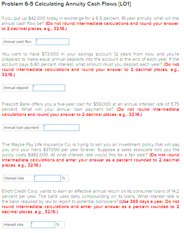 Solved Problem 6-5 Calculating Annuity Cash Flows [LO1] If | Chegg.com