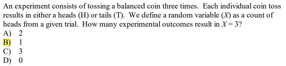Solved An experiment consists of tossing a balanced coin | Chegg.com