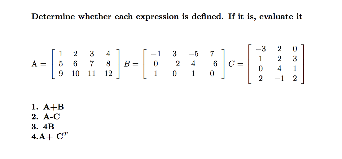 Solved Determine whether each expression is defined. If it | Chegg.com
