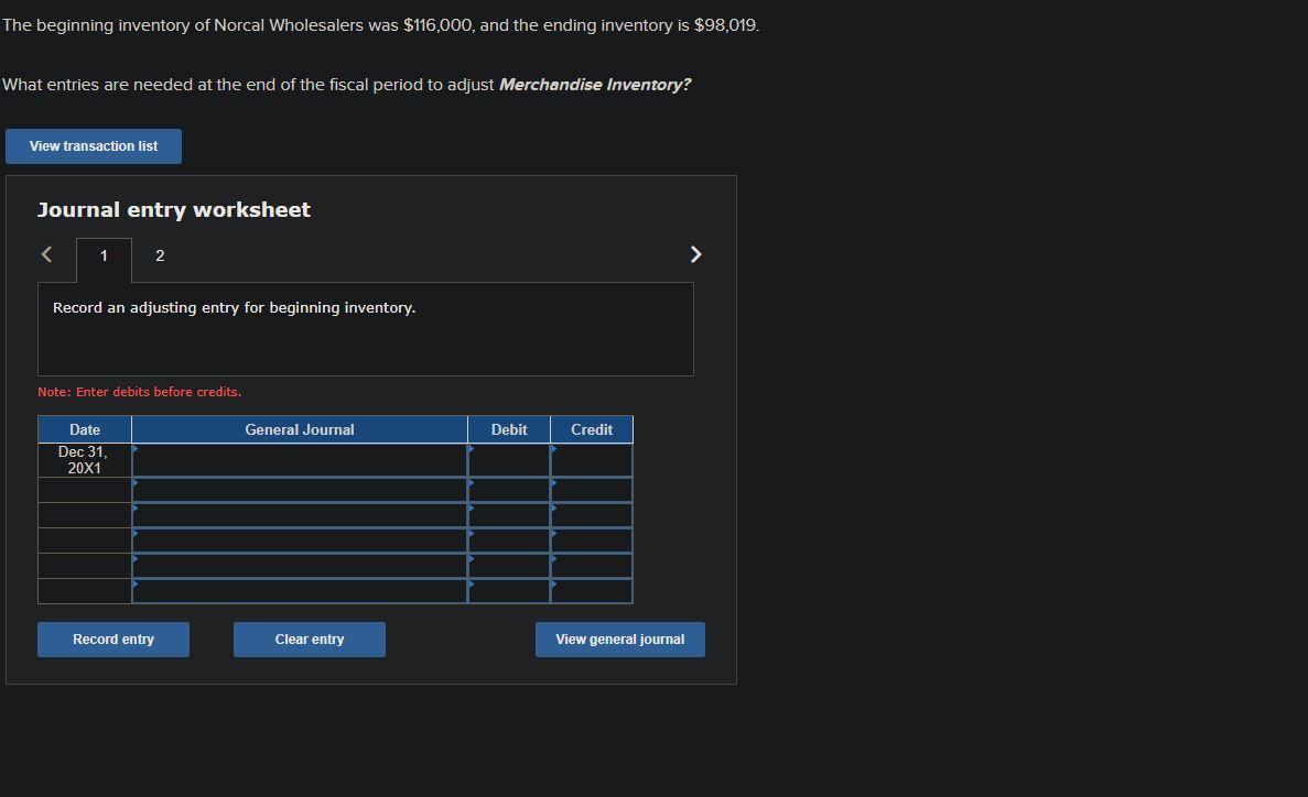 Solved The beginning inventory of Norcal Wholesalers was | Chegg.com