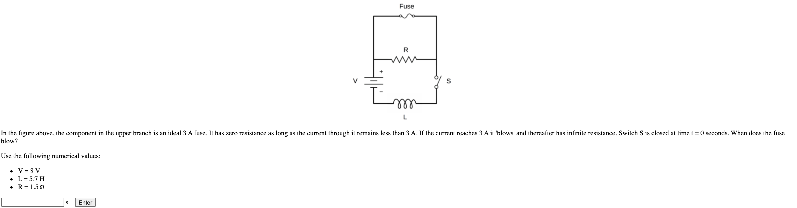Solved Fuse R S mo In the figure above, the component in the | Chegg.com