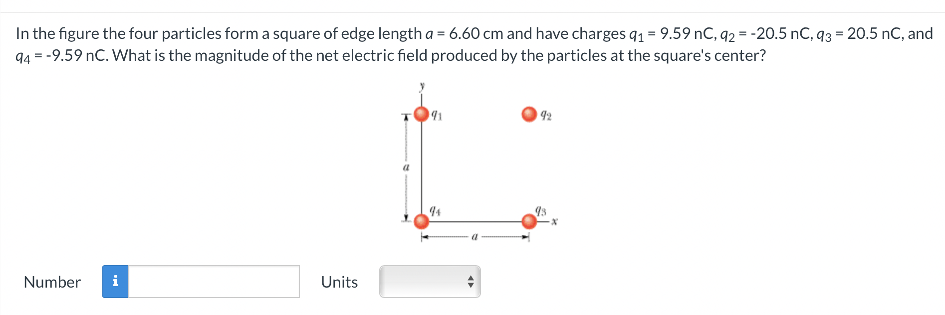 Solved In the figure the four particles form a square of | Chegg.com