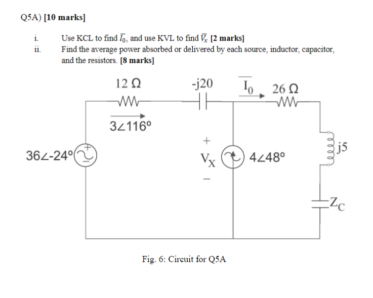 Solved i. Use KCL to find Iˉ0, and use KVL to find Vˉx [2 | Chegg.com