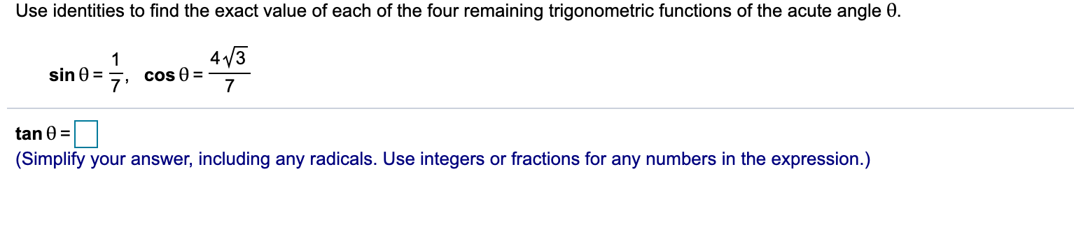 Solved Use identities to find the exact value of each of the | Chegg.com