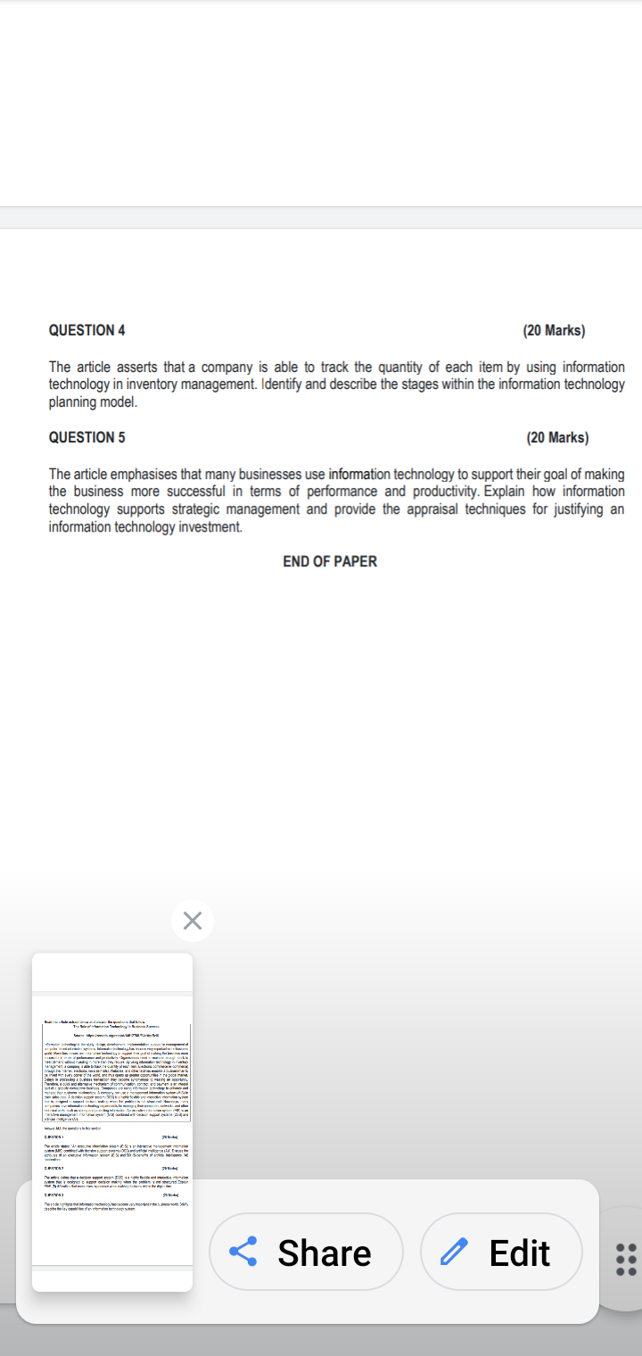 Solved QUESTION 4 (20 Marks) The article asserts that a | Chegg.com
