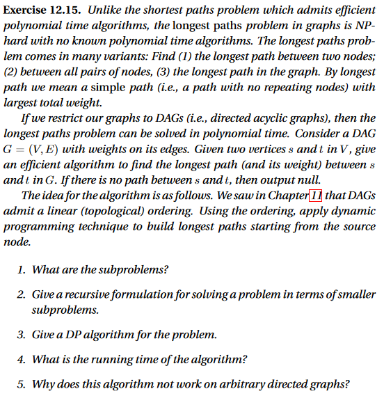 Exercise 12.15. Unlike the shortest paths problem | Chegg.com