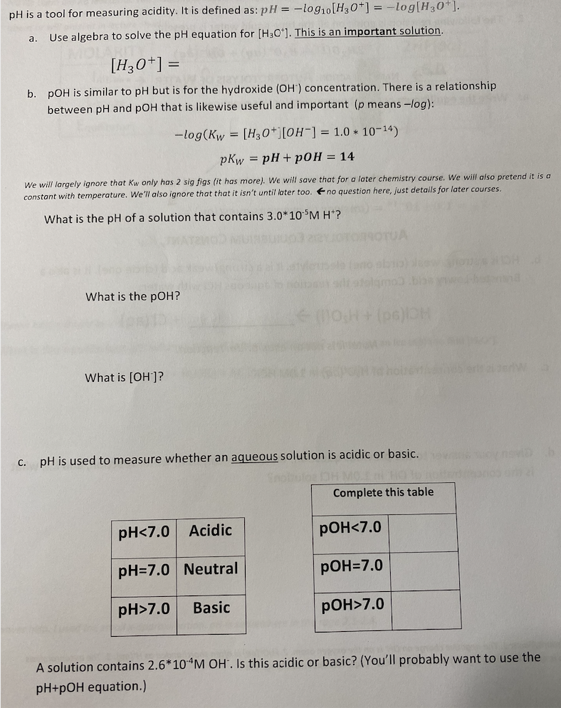 Solved pH is a tool for measuring acidity. It is defined as: | Chegg.com
