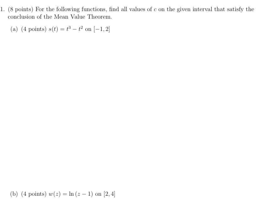 Solved (8 points) For the following functions, find all | Chegg.com