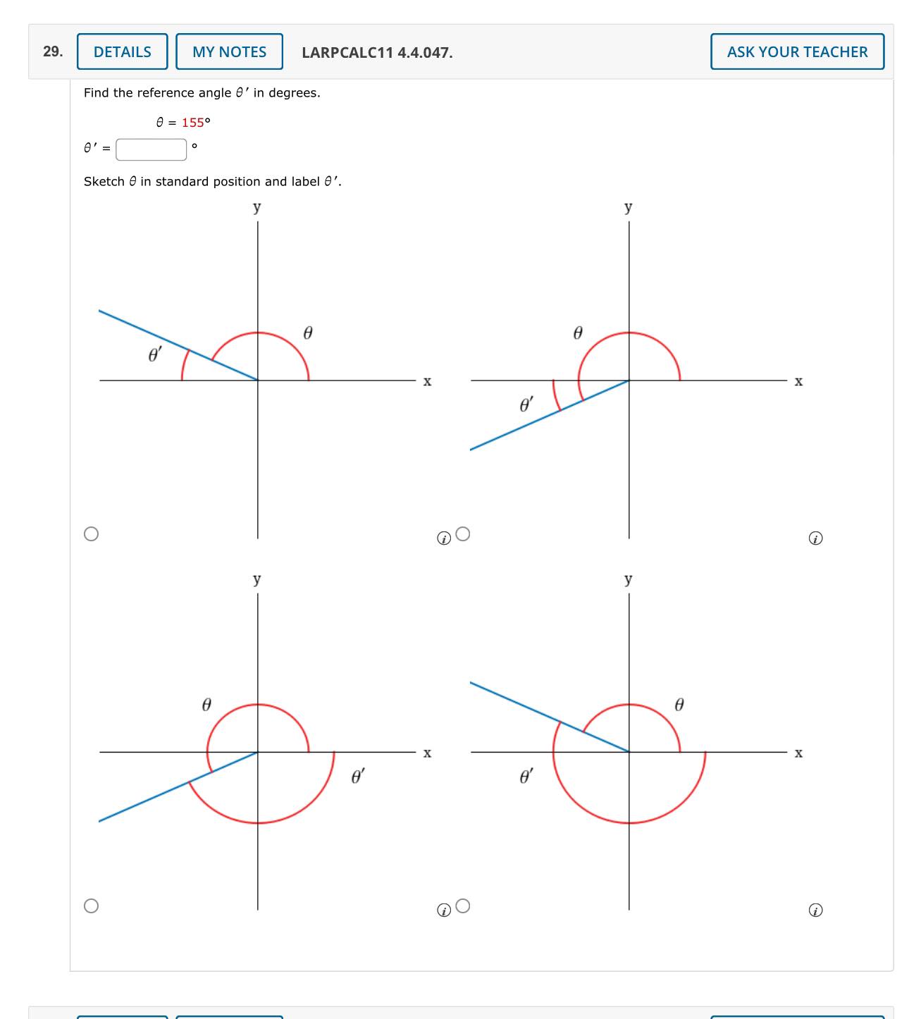 Solved Find the reference angle θ' ﻿in | Chegg.com