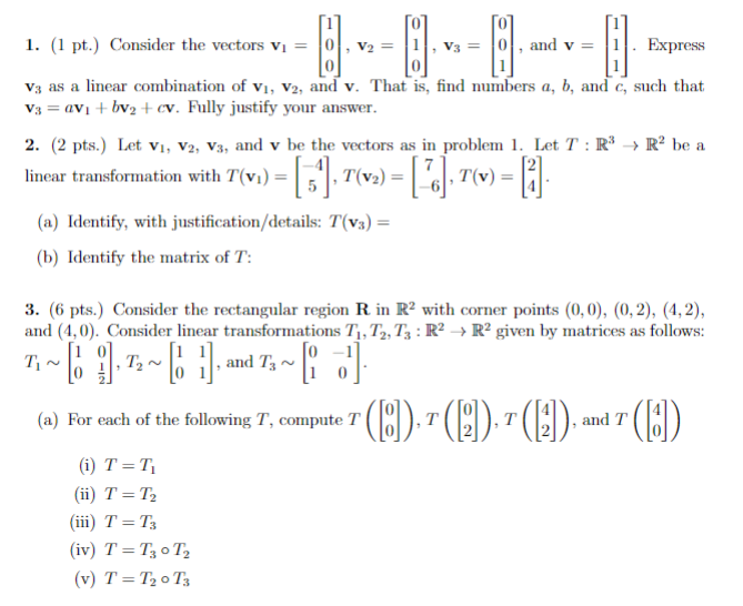 Solved 1. (1 pt.) Consider the vectors | Chegg.com