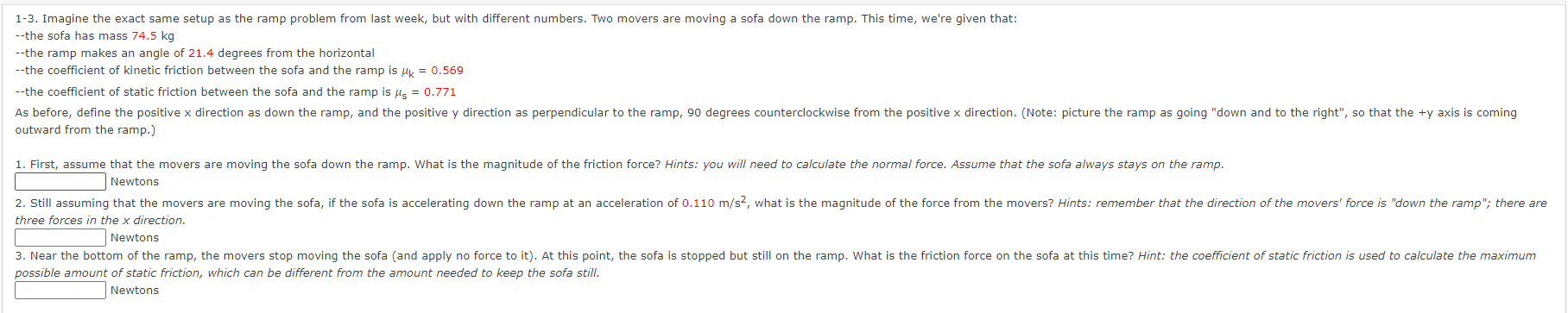 Solved 1-3. Imagine the exact same setup as the ramp problem | Chegg.com