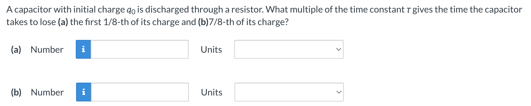 Solved A capacitor with initial charge q0 is discharged | Chegg.com