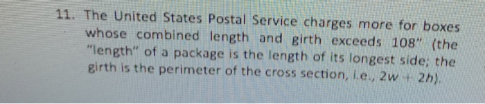 Solved 11. The United States Postal Service charges more for | Chegg.com
