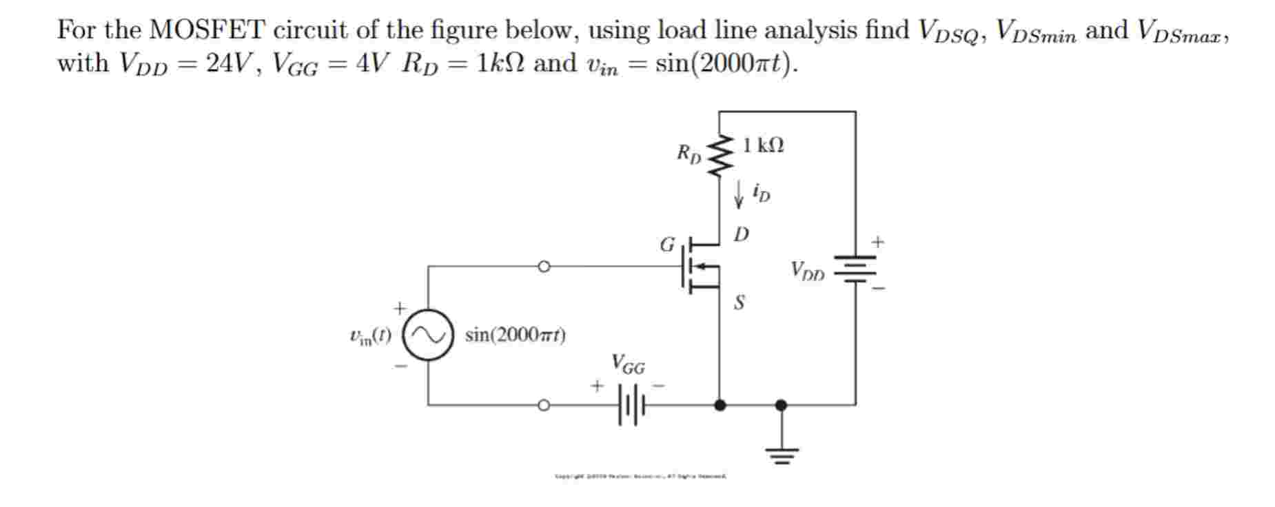 Solved For the MOSFET circuit of ﻿the figure below, using | Chegg.com