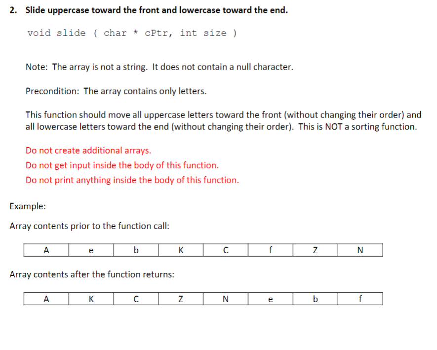 Solved 2. Slide uppercase toward the front and lowercase | Chegg.com